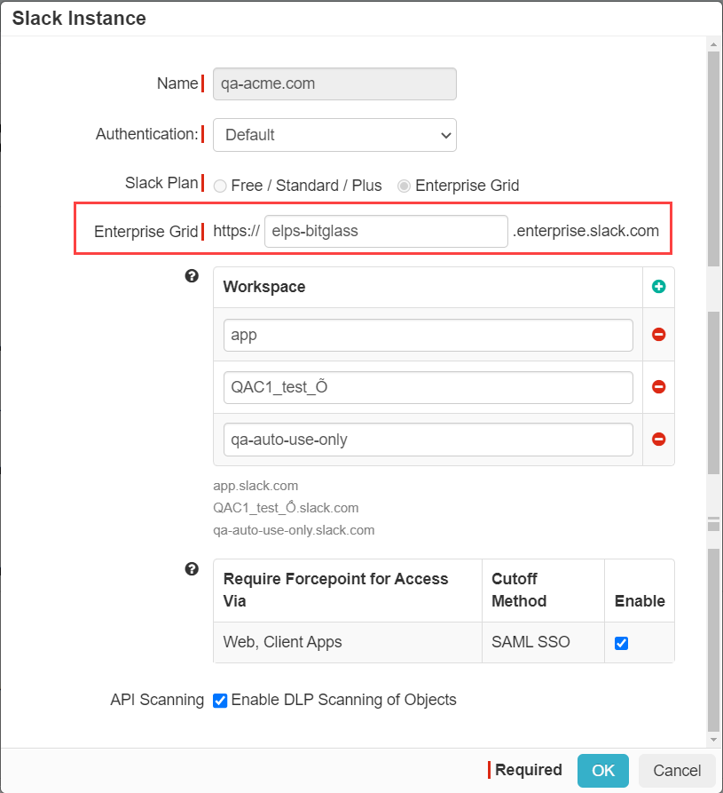 Enabling API scanning for Slack